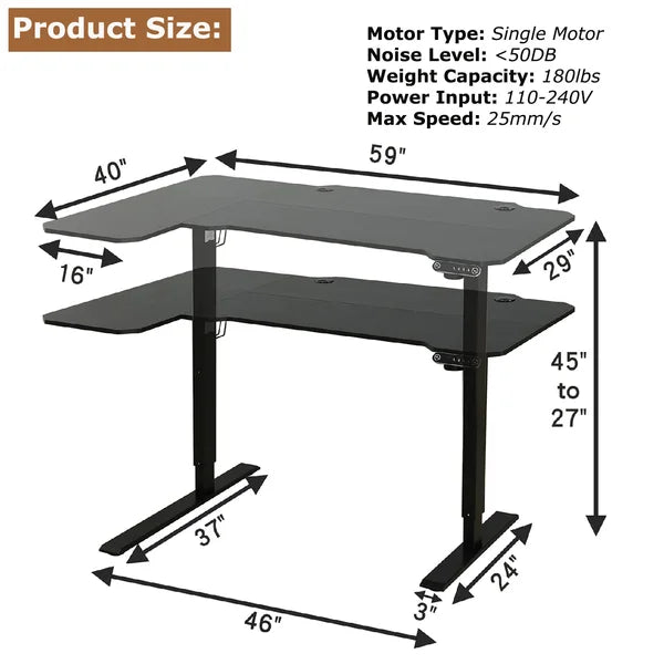 Daycia Height Adjustable L Shape Standing Desk