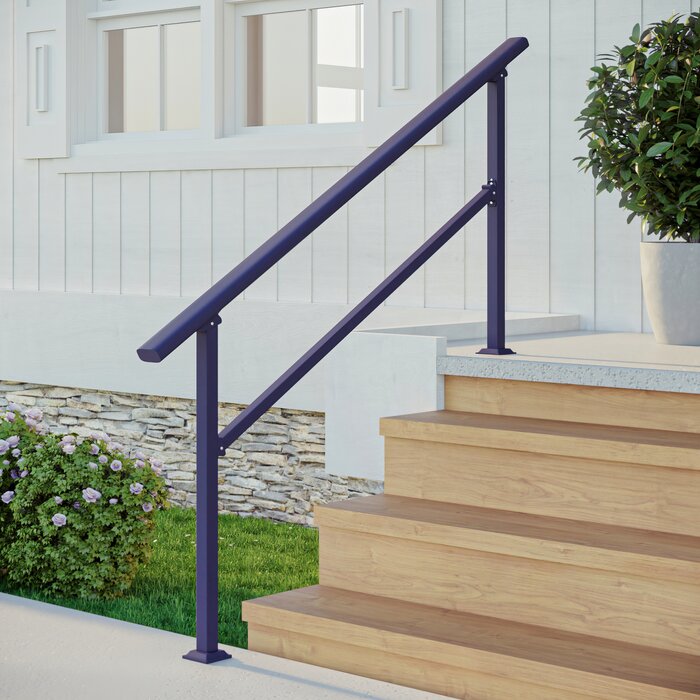Outdoor Hand Rails for Steps, Black Wrought Iron Handrail Kit – Salvage ...