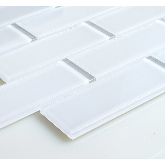 White Premium Straight Edge Glass Mosaic Subway Tile – Salvage & Co Fishers