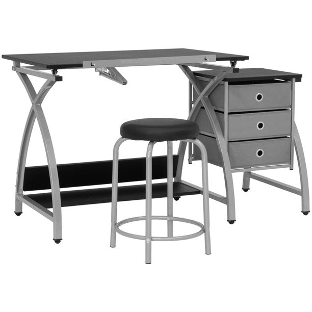 Studio Designs Comet Center Plus Drawing Table with Padded Stool Silve ...