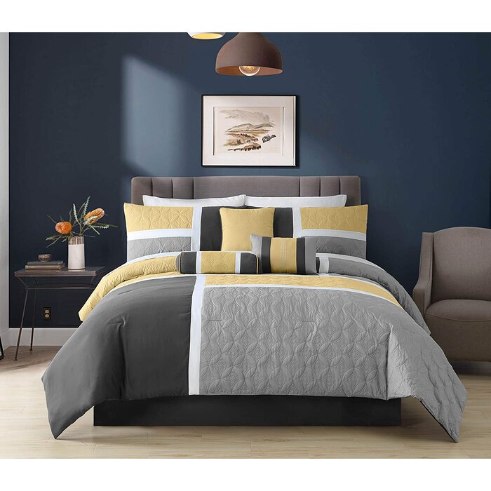Full Comforter + 2 Standard Shams Brendel Microfiber 7 Piece Comforter ...