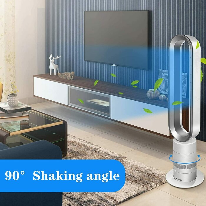 Silver HealSmart Bladeless Fan, Standing Fan, Tower Fan, 10 Speeds Set ...