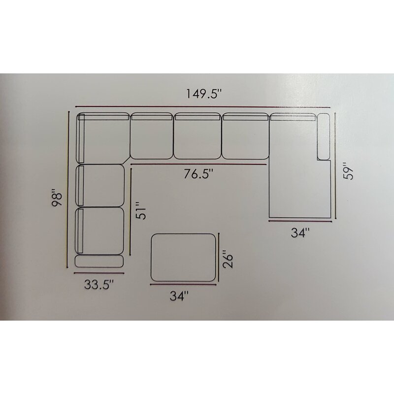 Littleness 149.5" Left Hand Facing Modular Corner Sectional with Ottom ...