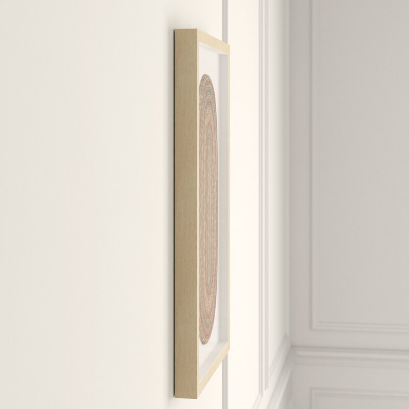 Light Brown Rectangular Shadow Box with Oval Earth Rope Abstract Wall ...