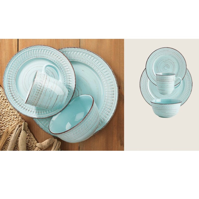Willette Cosenza 16 Piece Dinnerware Set Aqua(1008) – Salvage & Co Fishers