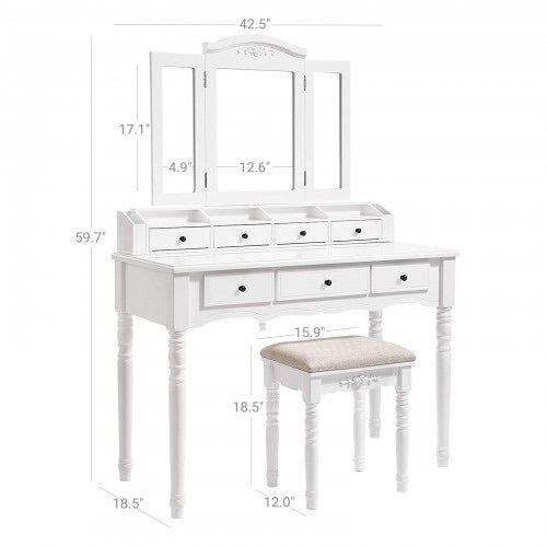 Folded Mirror Vanity Table White(1898RR) – Salvage & Co Fishers